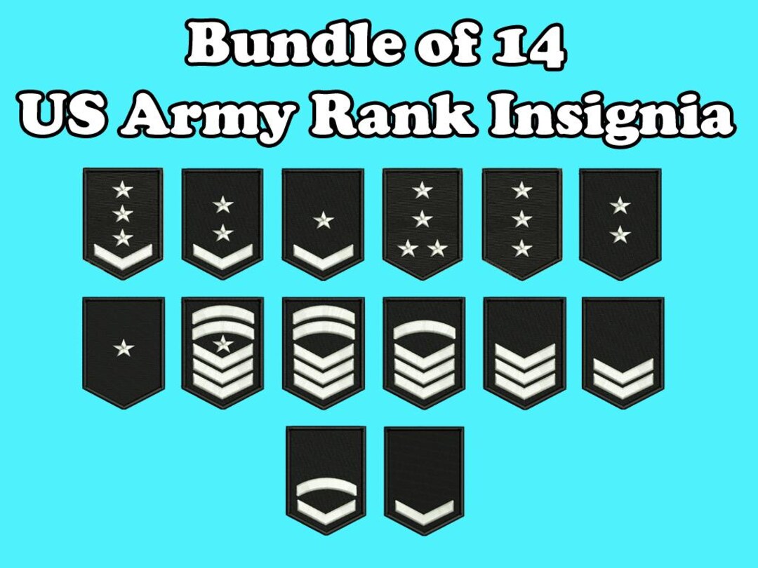 14 US Army Rank Insignia Embroidery Designs – Military Rank Bundle for ...