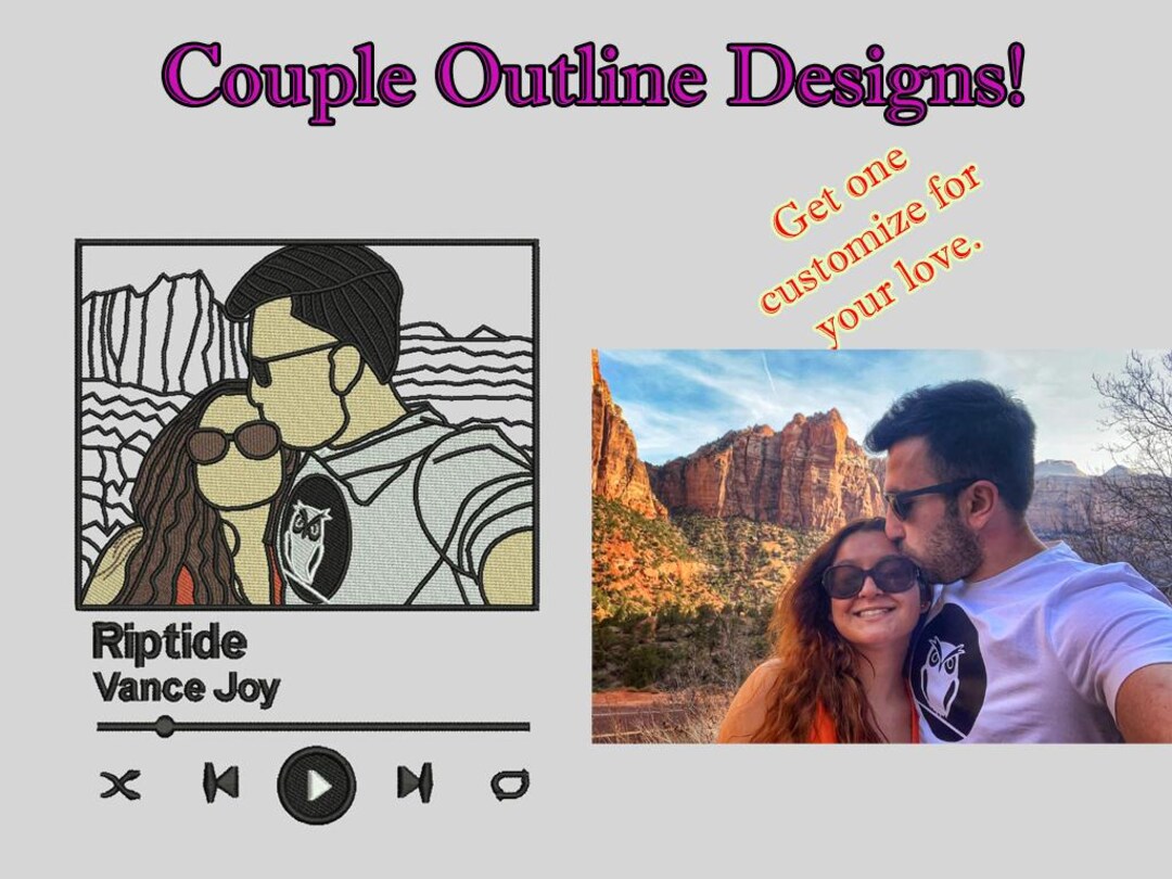 Couples Design Outline Embroidery, Couple Outline Digitize, Partner ...