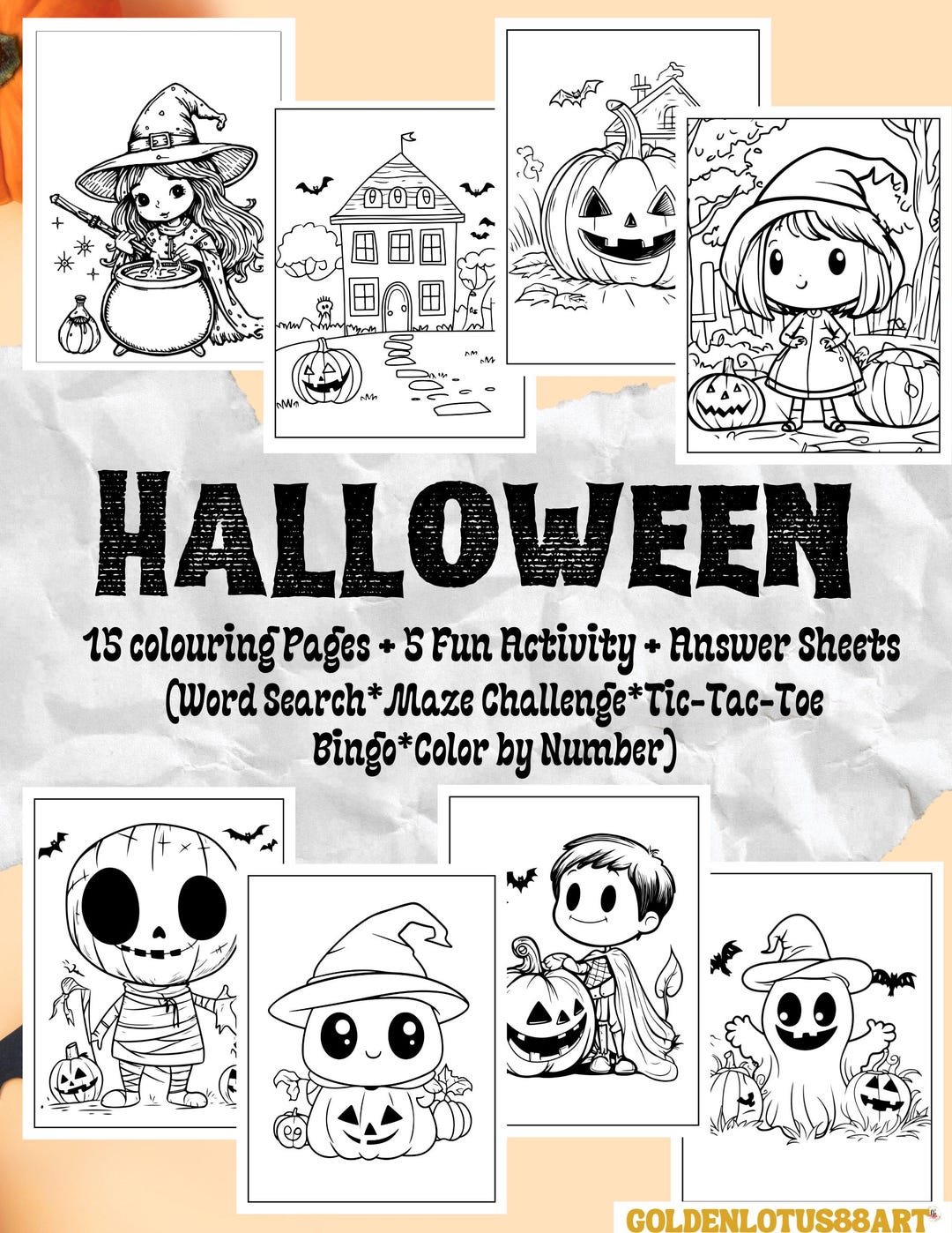 Halloween Coloring Pages & Activity Pack: Spooky Kids Games (printable ...