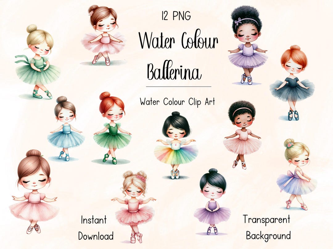 Watercolor Ballerina Clipart | Ballet Dancer PNG Illustrations (digital ...