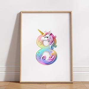 Unicorn Number Clipart – Glitter Pastel Birthday PNG (digital Download ...