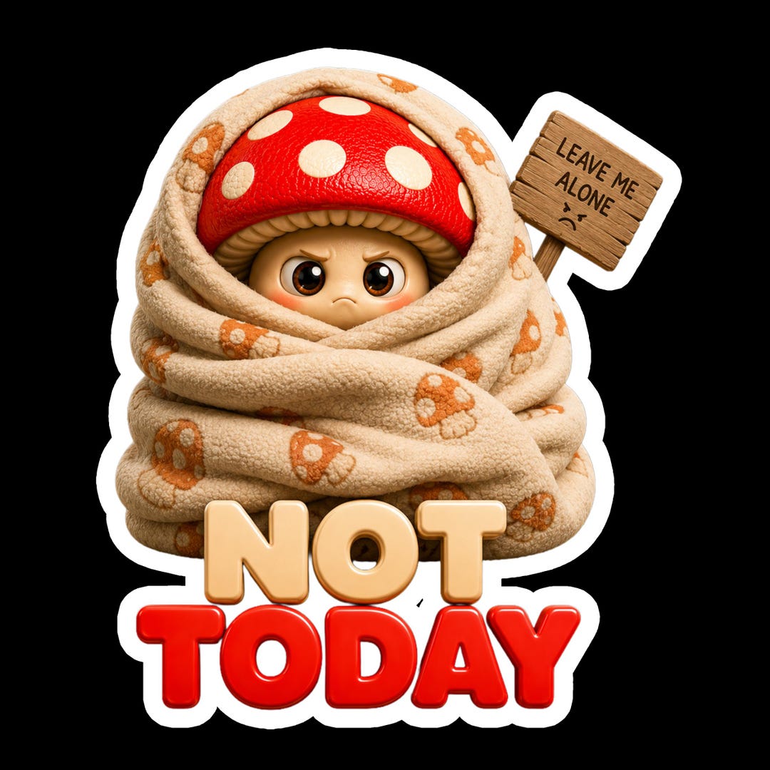 Not Today Mushroom Sticker PNG Instant Download | Funny Food Laptop ...