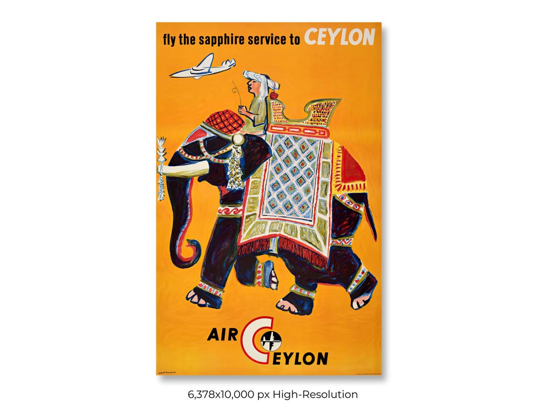 Air Ceylon | Vintage Airline Travel Poster (digital Download) - Etsy