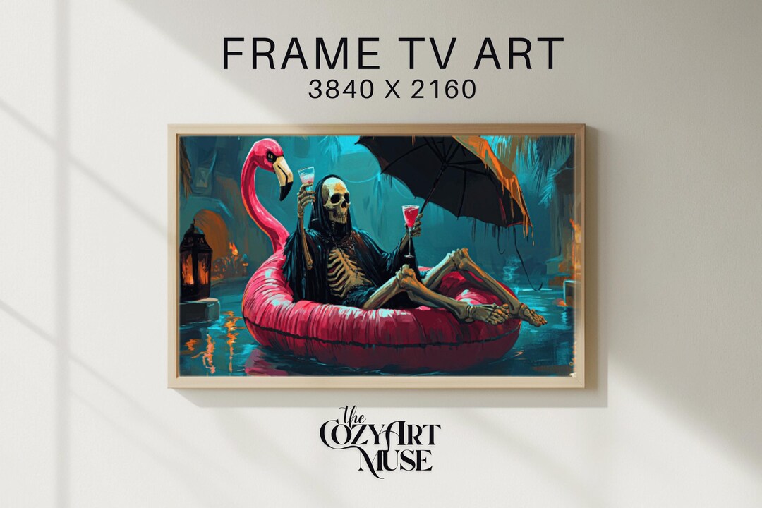 Samsung Frame TV Art Grim Reaper Pool Scene | Summerween Aesthetic ...