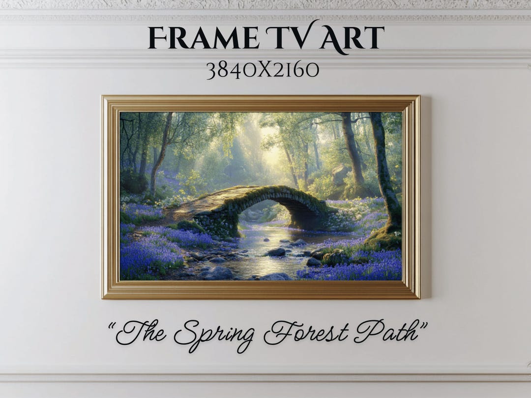 Thomas Kinkade-inspired Frame TV Art: Spring Forest Path Digital ...