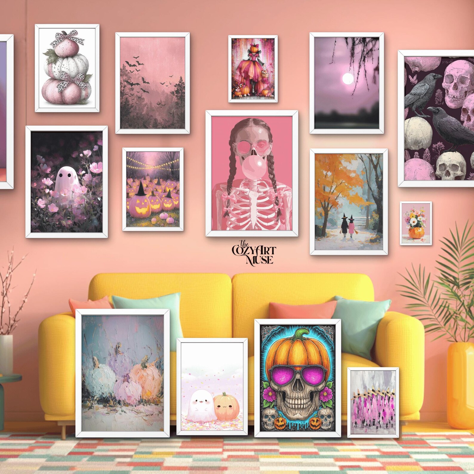 Pinkoween Wall Art Mega Bundle Set | 100 Pink Halloween Printable Wall ...