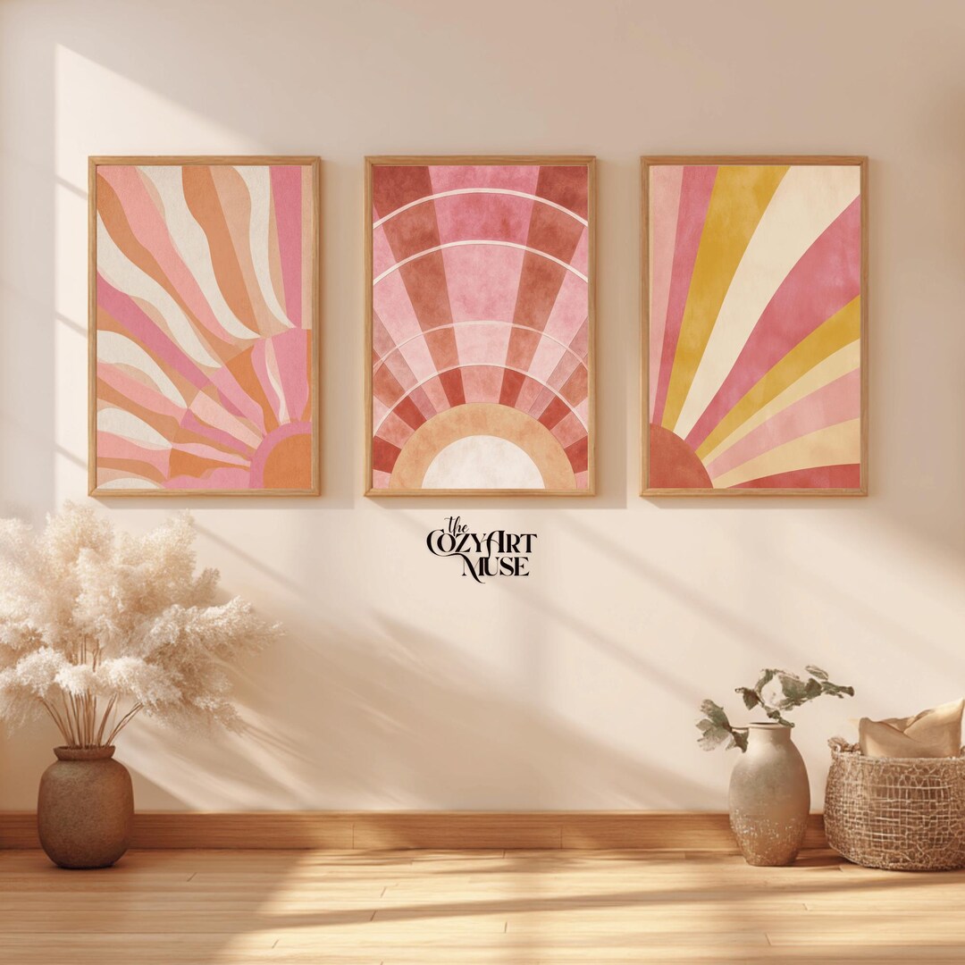 Hippie Retro Pink Boho Printable Images Set of 3 | Aesthetic Pictures ...
