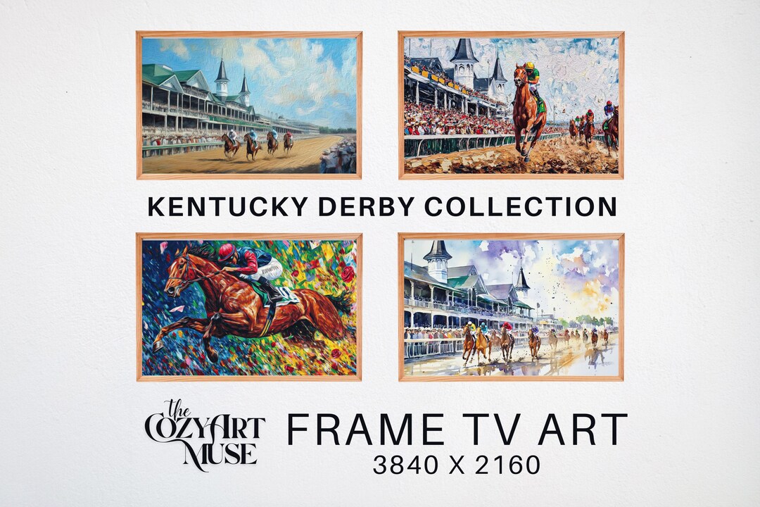Kentucky Derby Frame TV Art Bundle, Horse Racing Digital Art, Triple ...