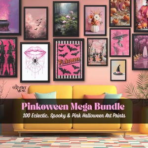 Pinkoween Wall Art Mega Bundle Set | 100 Pink Halloween Printable Wall ...