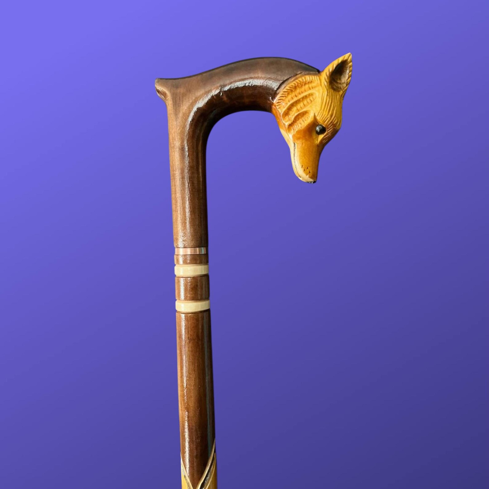 Elegant Wooden Walking Cane Stick Fox Cool Wood Carved Cane for Women ...