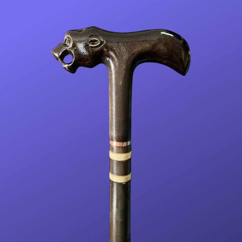 Panther Walking Cane Wooden Cane for Men Carved Stick Fantasy Cane Wood ...