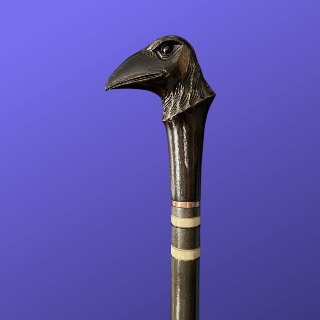 Victorian Raven Handcrafted Walking Stick Walking Cane Crow Walking ...