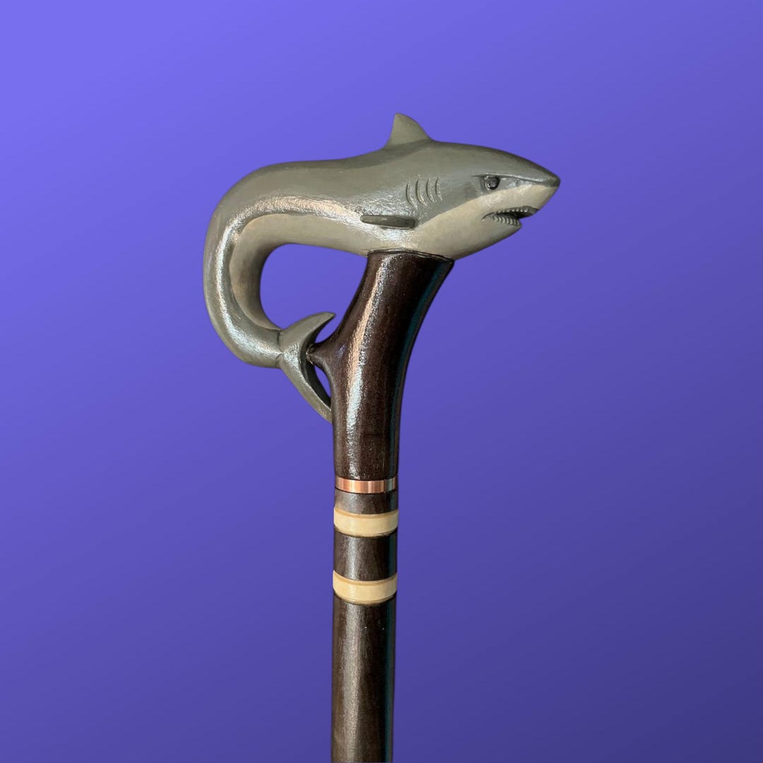 Shark Walking Cane Designer Walking Cane Wooden Hiking Stick Fish ...