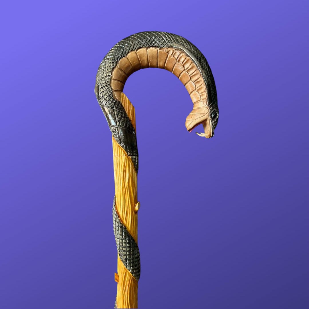 Cobra Wooden Walking Cane Snake Cane Walking Stick Goth Style Wooden ...