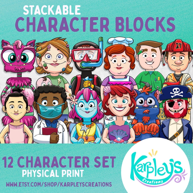 Stackable Character Blocks Template: Printed Paper Set of 12 - Etsy