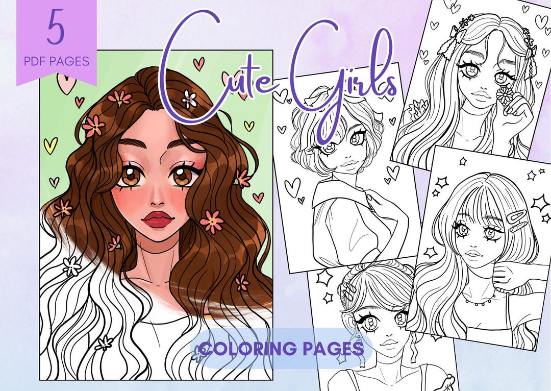 Cute Coloring Pages for Girls - Spend Your Time With Pleasure - Etsy