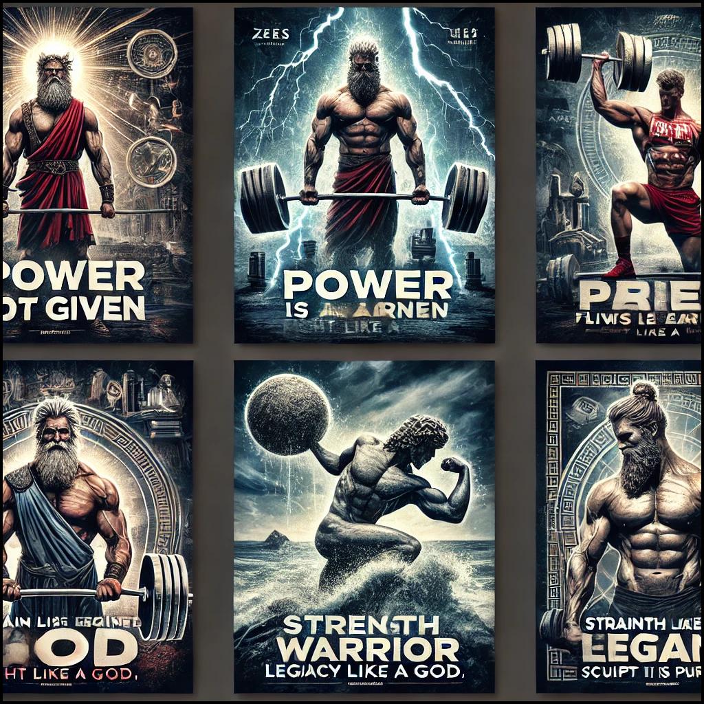 Greek Mythology Gym Wall Art Set of 6 Ancient Warrior Statues Digital ...