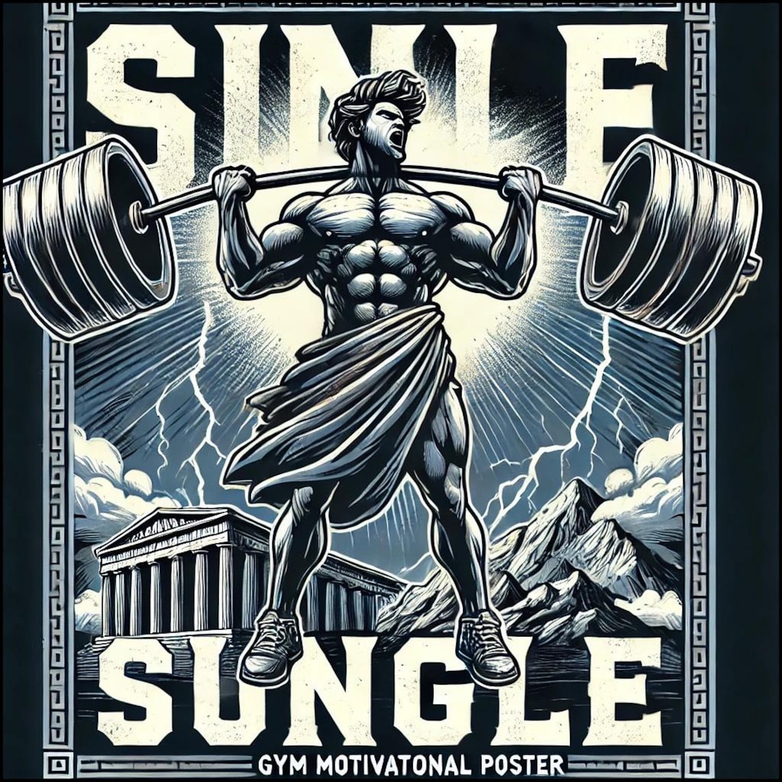 Greek Mythology Gym Wall Art Set of 6 Ancient Warrior Statues Digital ...