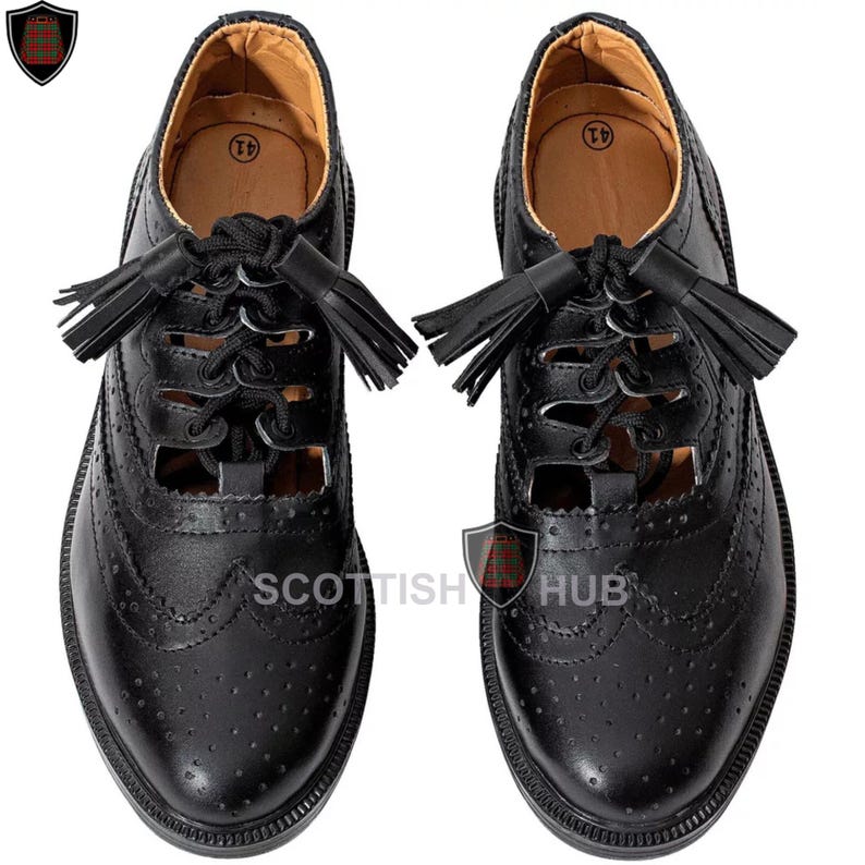 Traditional Black Ghillie Brogues Kilt Shoes for Men – Handmade ...