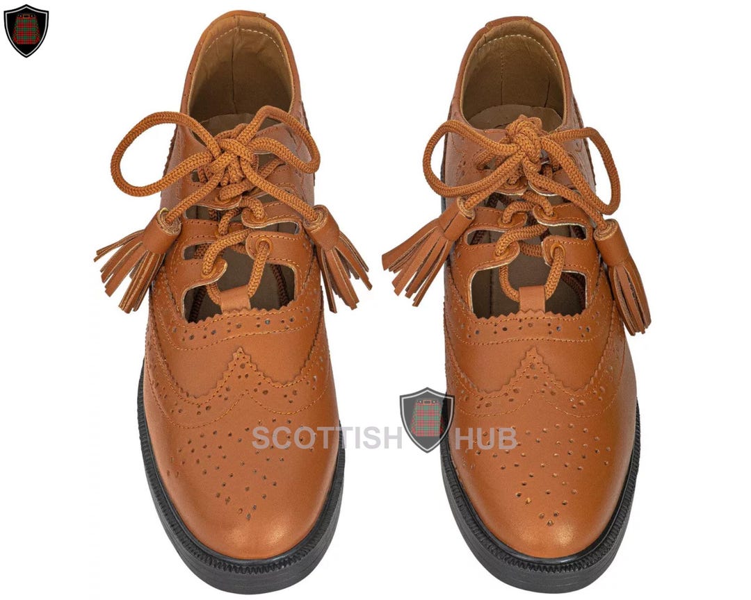 Traditional Brown Ghillie Brogues Kilt Shoes for Men – Handmade ...