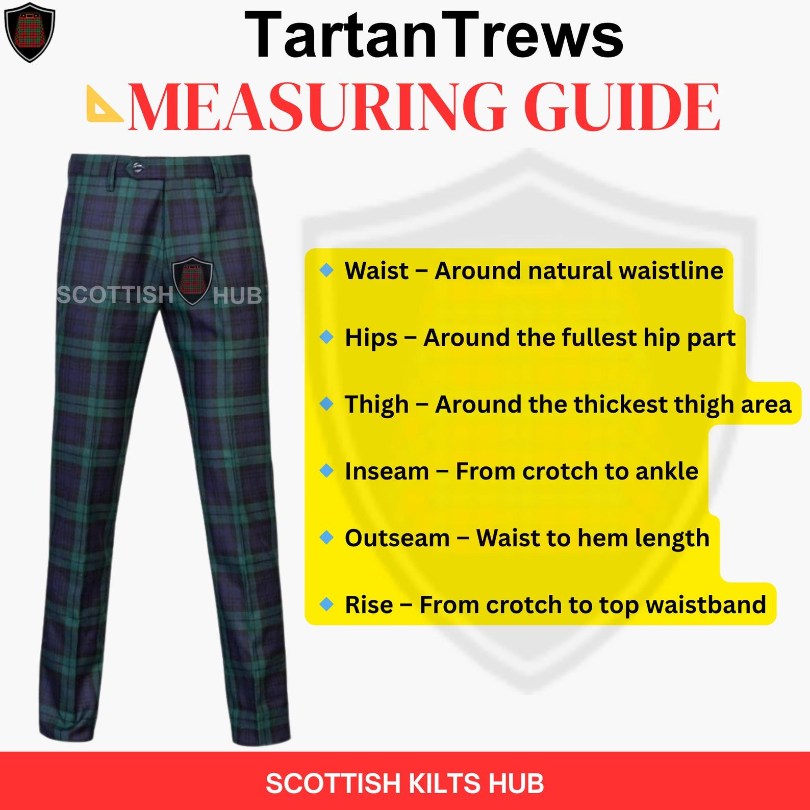 Premium Black Watch Tartan Trousers for Men – Handmade Scottish Tartan ...