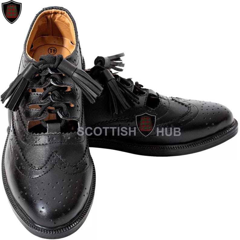 Traditional Black Ghillie Brogues Kilt Shoes for Men – Handmade ...
