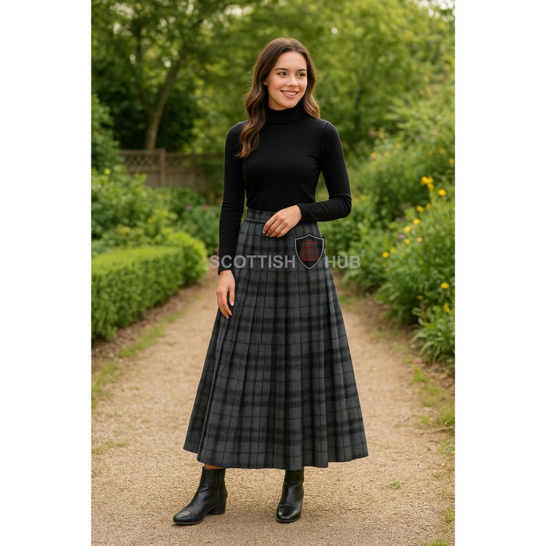 Scottish Highland Maxi Skirt – Women’s Tartan Wool Plaid Long Skirt ...
