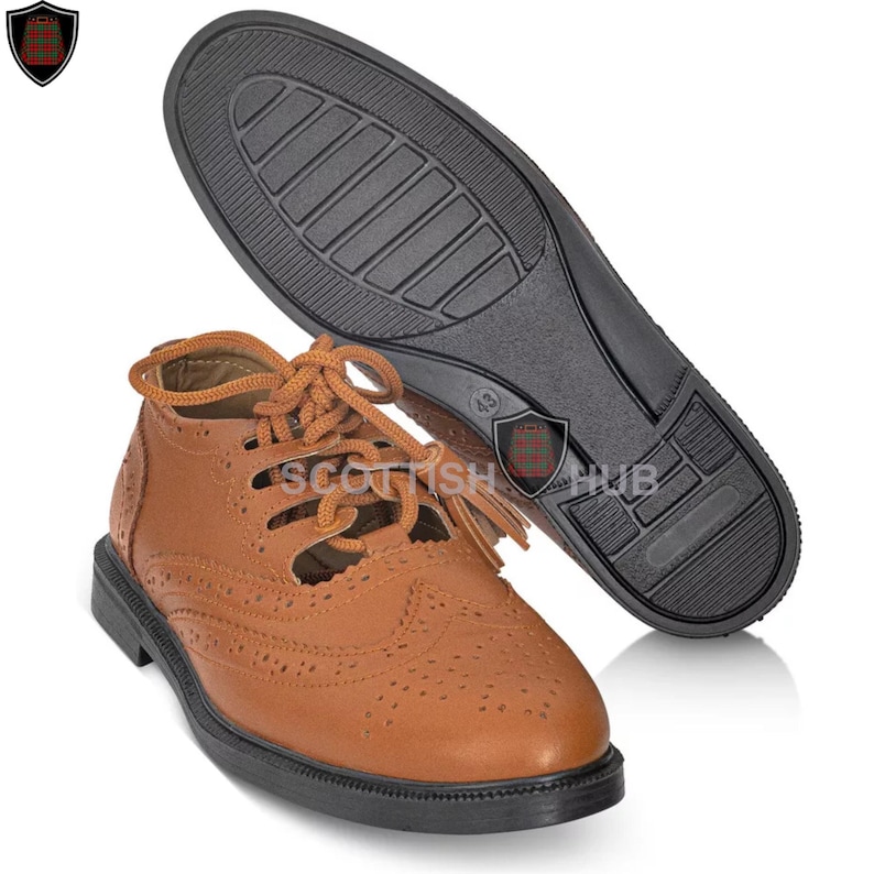 Traditional Brown Ghillie Brogues Kilt Shoes for Men – Handmade Scottish Leather Highland Dance ...