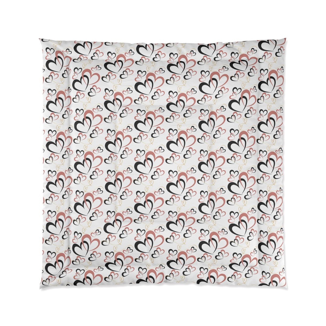 Heart Comforter, Valentine's Day Bedding, Love Symbol Duvet, Romantic ...