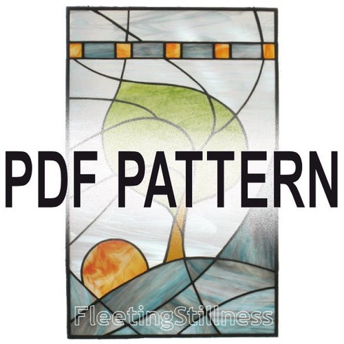 Pattern for Stained Glass Windy Sunrise Window Panel Stain - Etsy