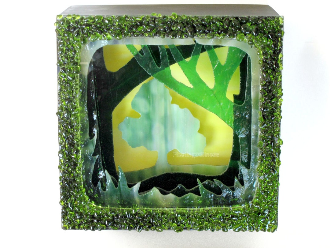 Forest Diorama Shadow Box Tree Night Light Stained Glass - Free ...
