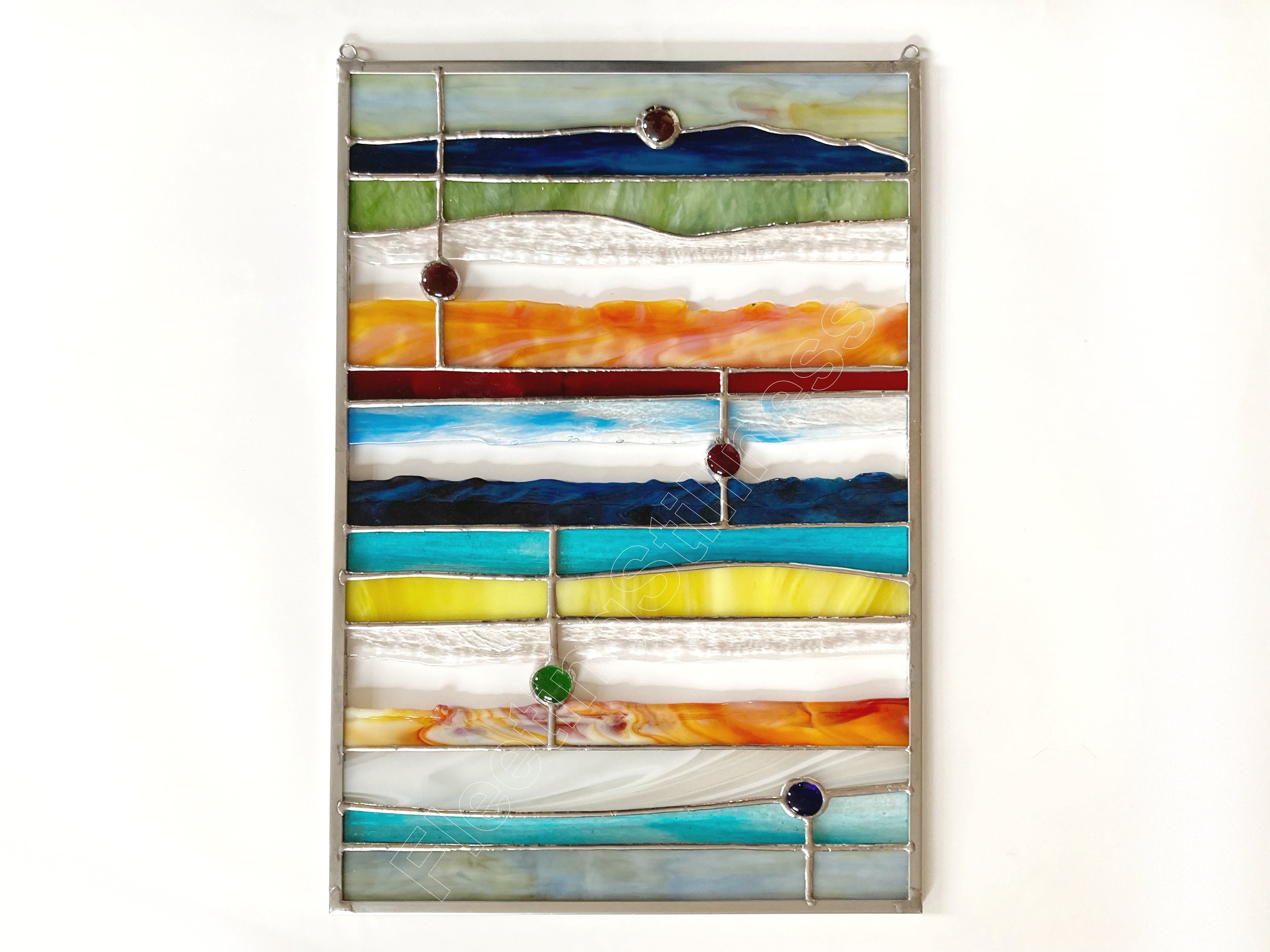 Abstract Stained Glass Window Panel Rainbow Mid Century Modern - Etsy