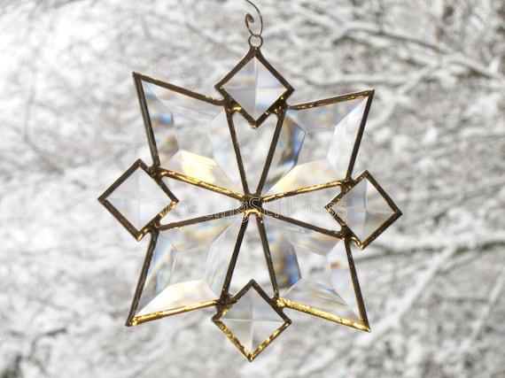 Snowflake Rainbow glass Festive winter decor Christmas gift Window ...