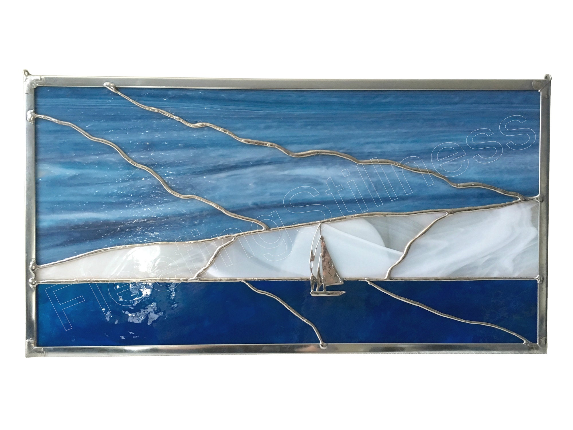 Sailing Stained Glass Panel Ocean Boat Custom Sizes - Etsy