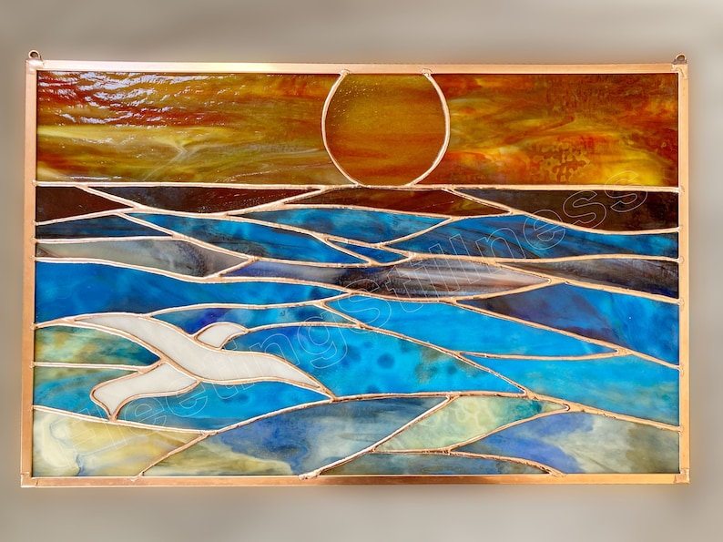 Ocean Sunset Stained Glass Pattern: Window Panel (PDF Pattern) - Etsy