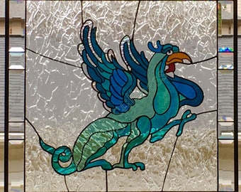 Dragon Stained Glass Hanging Panel - Etsy