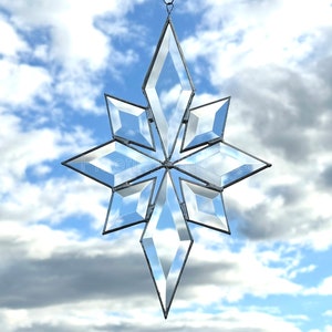 Star of Bethlehem Stained Glass Suncatcher Gift Large Beveled Glass 12 ...