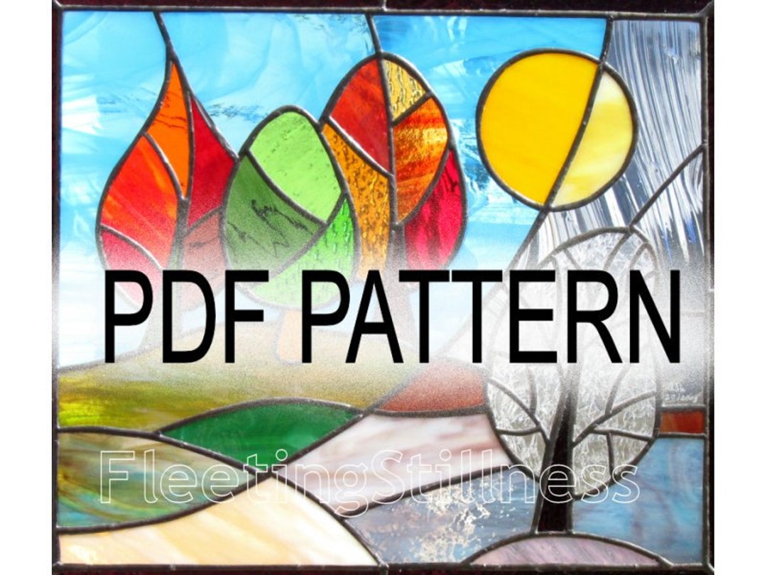 Stained Glass Pattern - Change of Seasons Window Panel - Fall Autumn ...