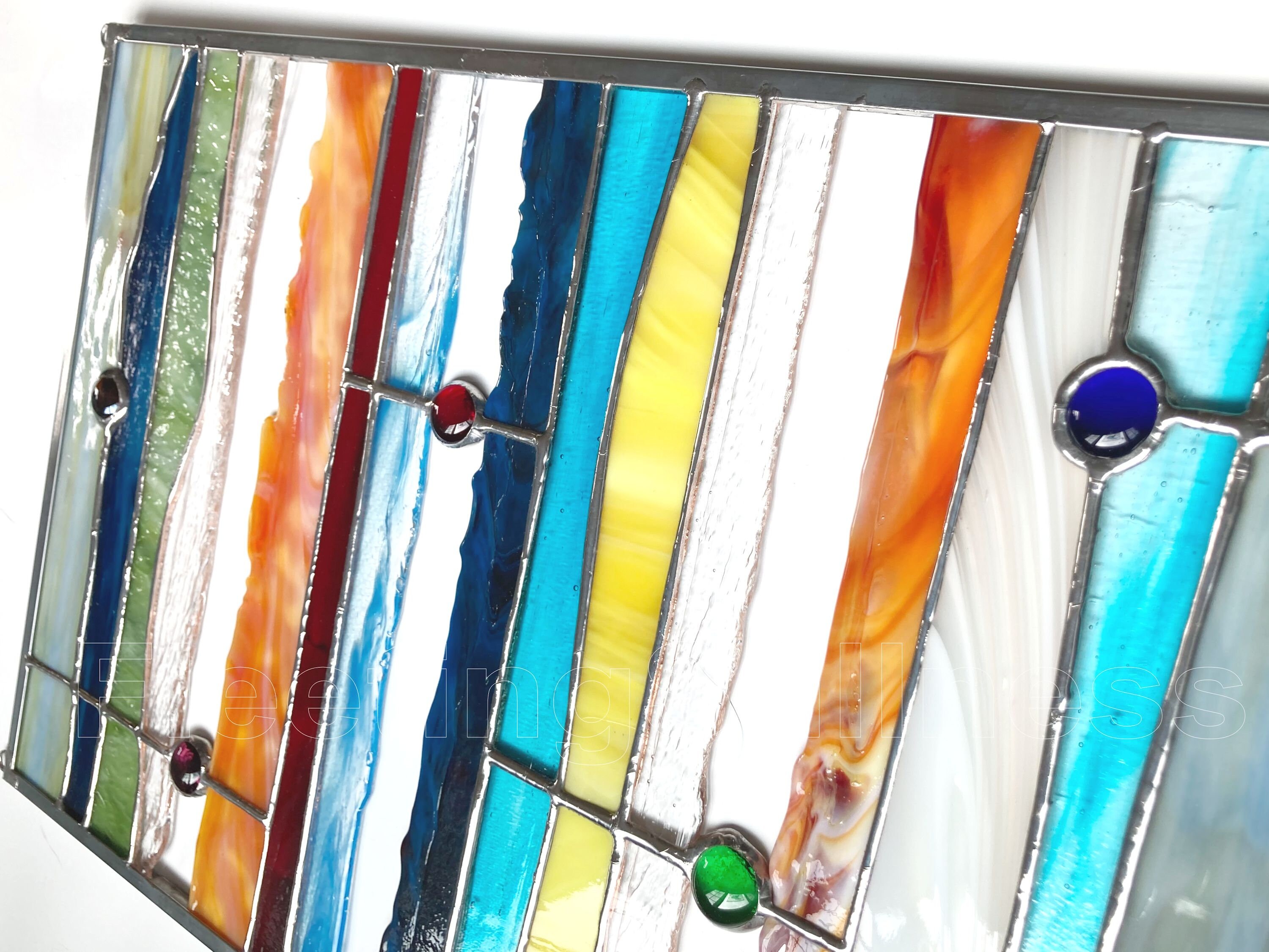 Abstract Stained Glass Window Panel Rainbow Mid Century Modern - Etsy