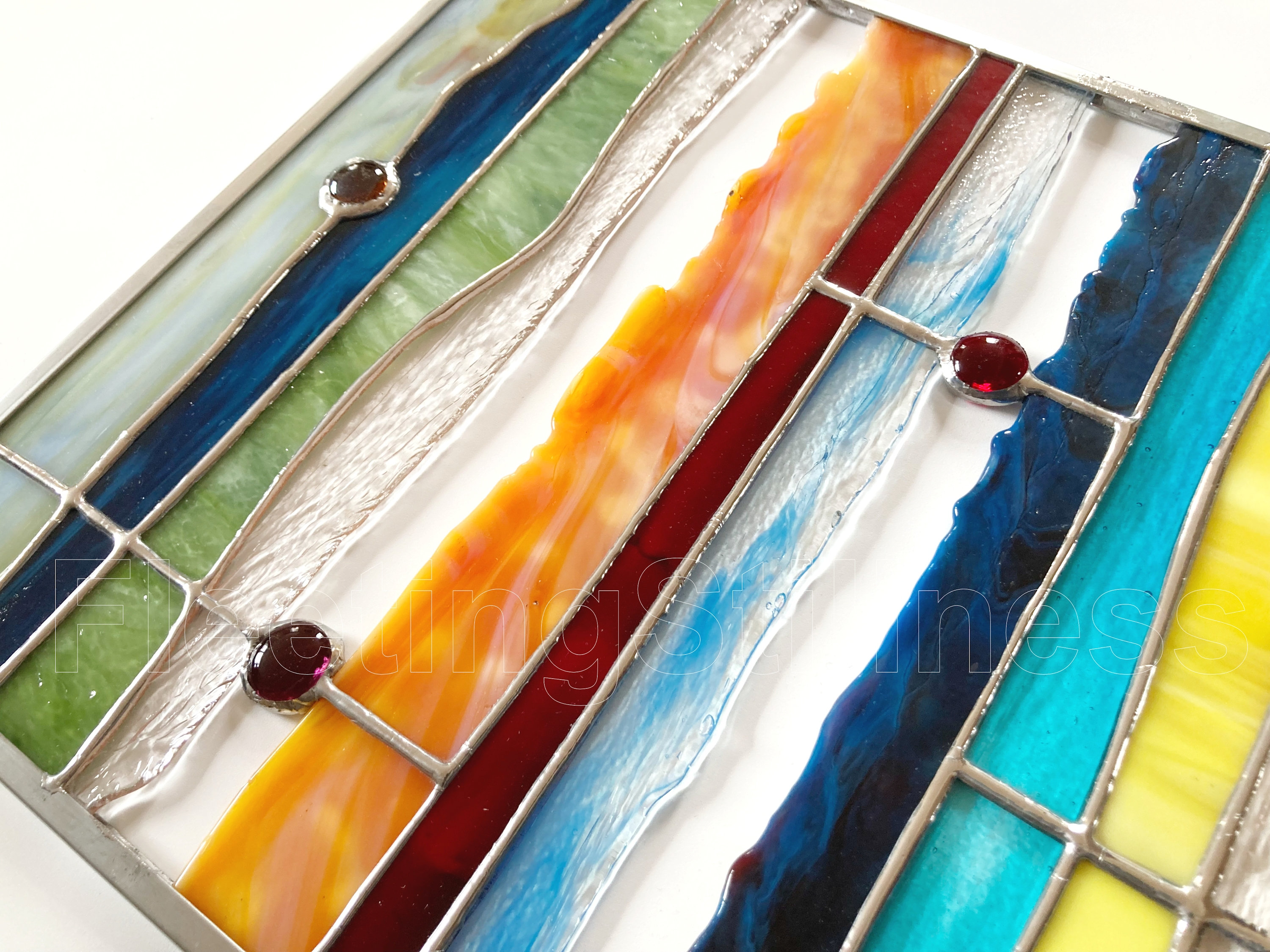 Abstract Stained Glass Window Panel Rainbow Mid Century Modern - Etsy