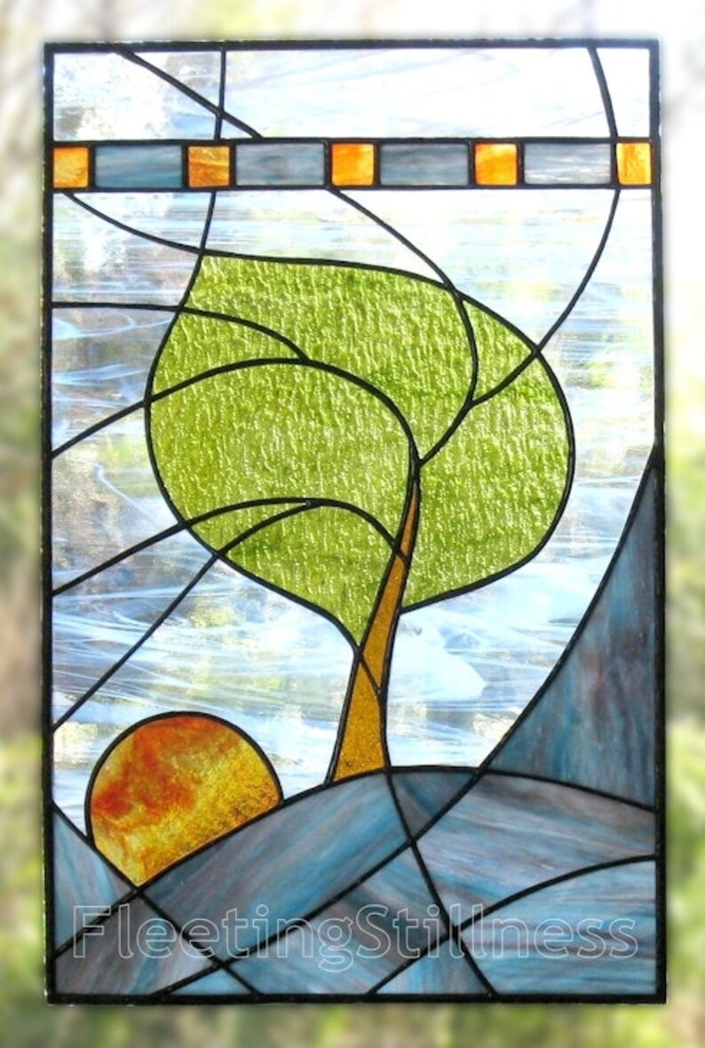 Pattern for Stained Glass - Windy Sunrise Window Panel - Etsy