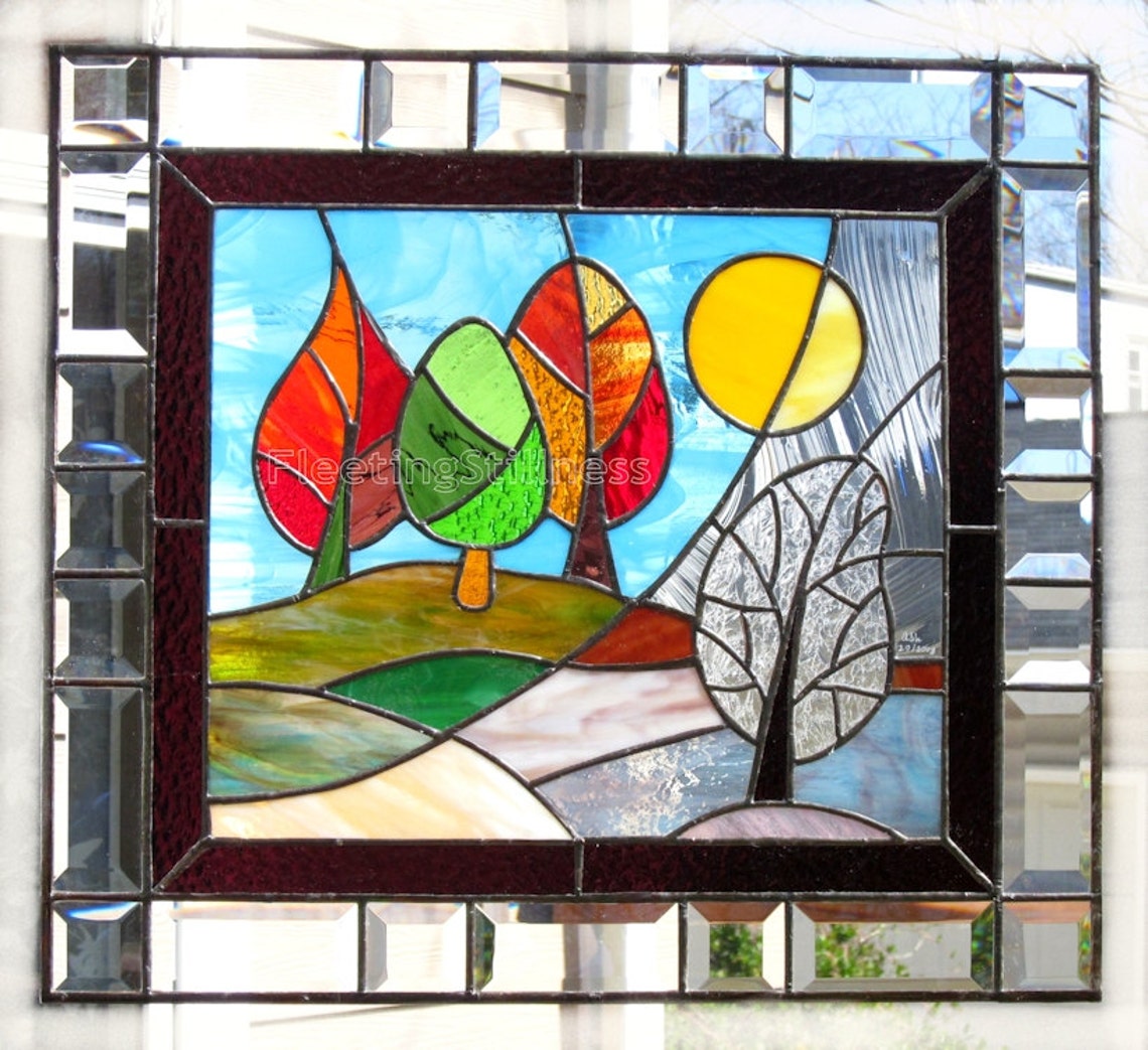 Stained Glass Pattern - Change of Seasons Window Panel - Fall Autumn ...
