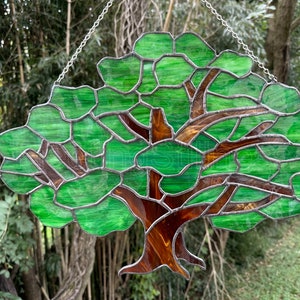 Tree of Life Stained Glass CUSTOM Large Sun Catcher Window Panel Gift ...