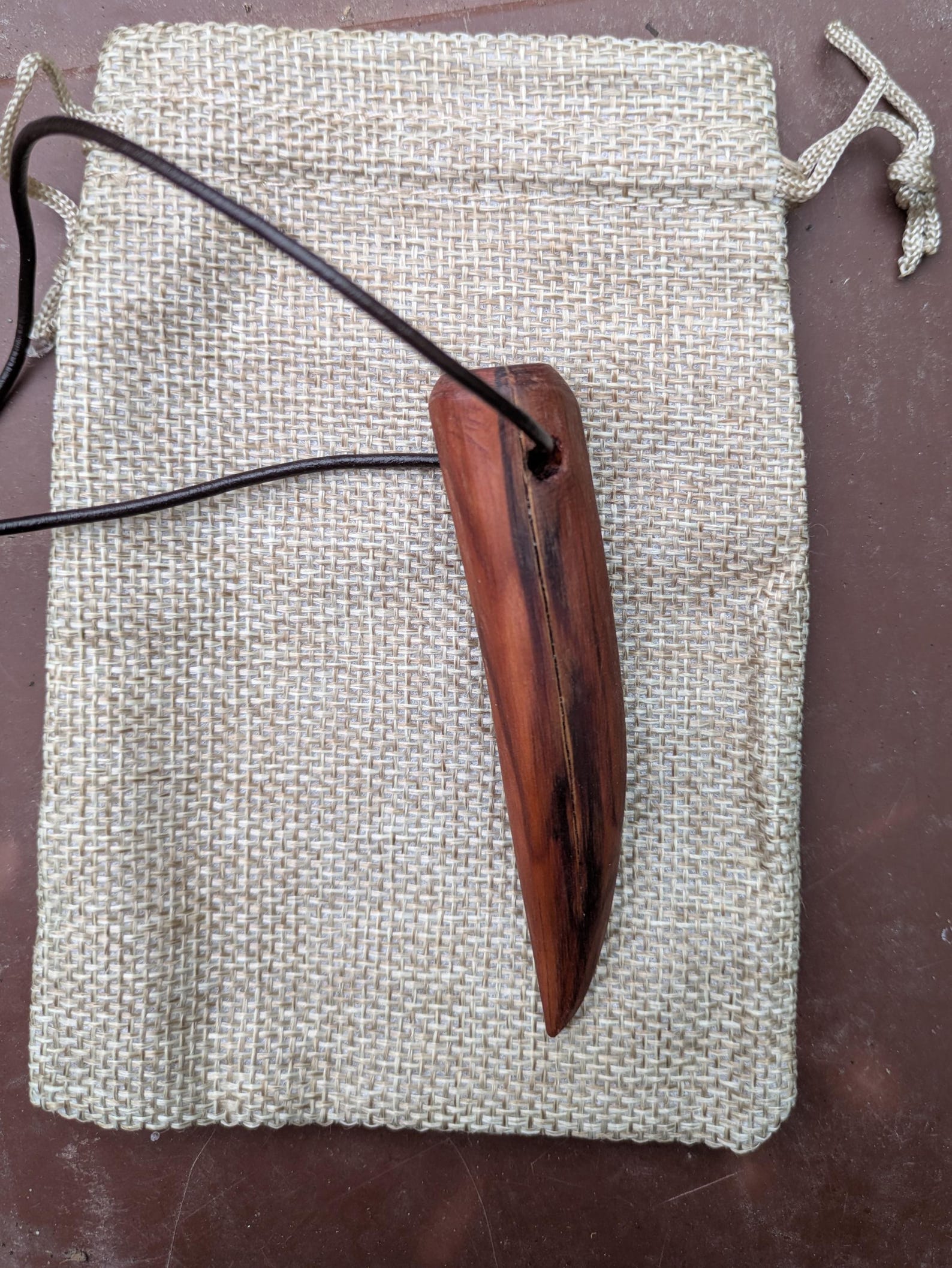 Protective Yew Wood Amulet in the Shape of a Bear Fang – Handcrafted ...
