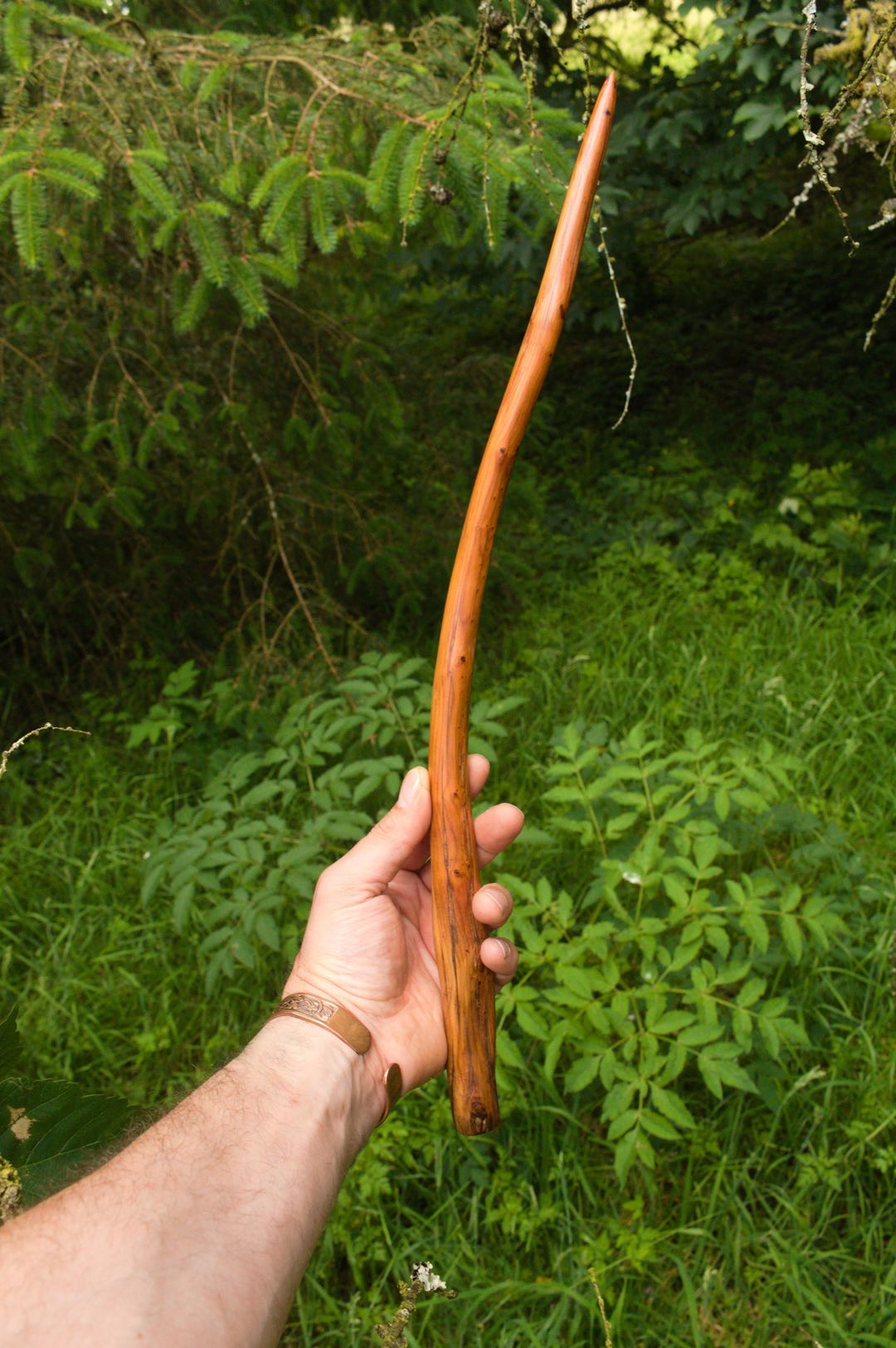 Carved Ritual Wand From Sacred Evergreen Wood – Handcrafted Pagan Tool ...