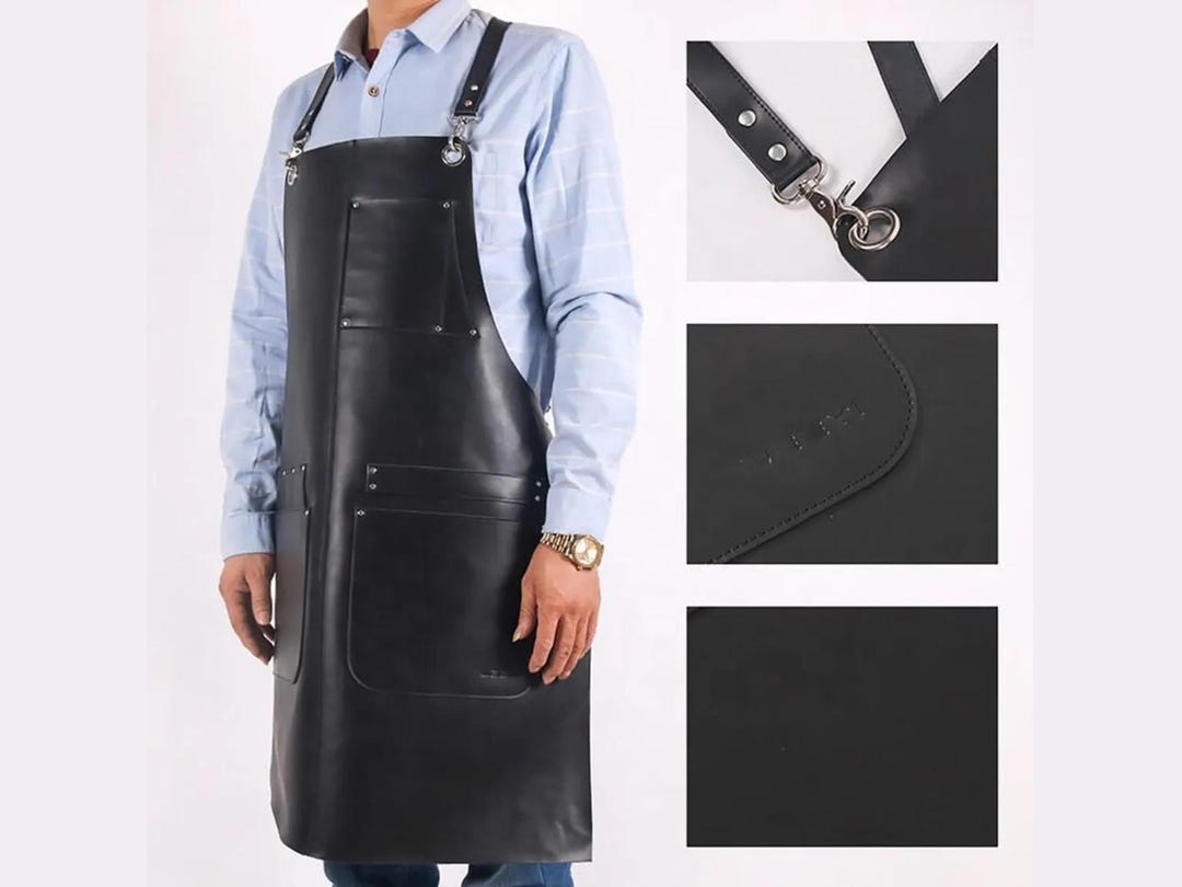 Custom Leather Apron With Multiple Pockets – Heavy-duty Adjustable Work ...