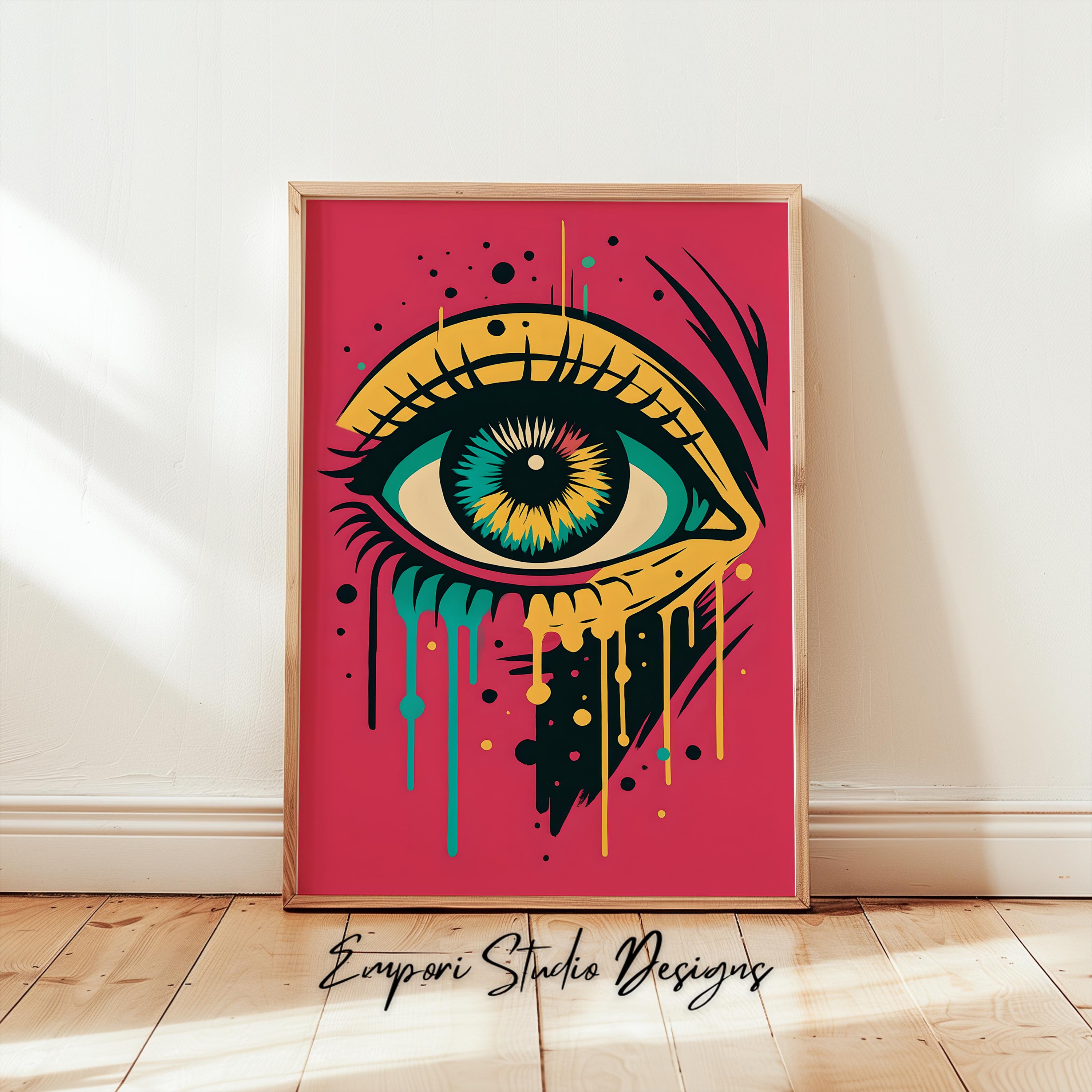 Retro Pop Art Eye Print, Vintage Wall Decor, Home Decor, Eye ...