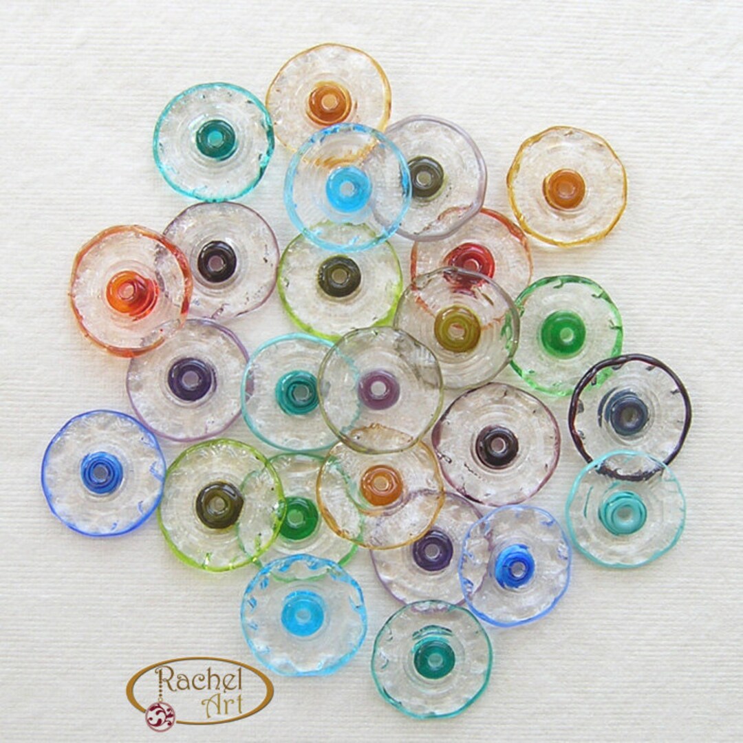 Clear Lampwork Glass Beads With Multicolored Rim, FREE SHIPPING ...