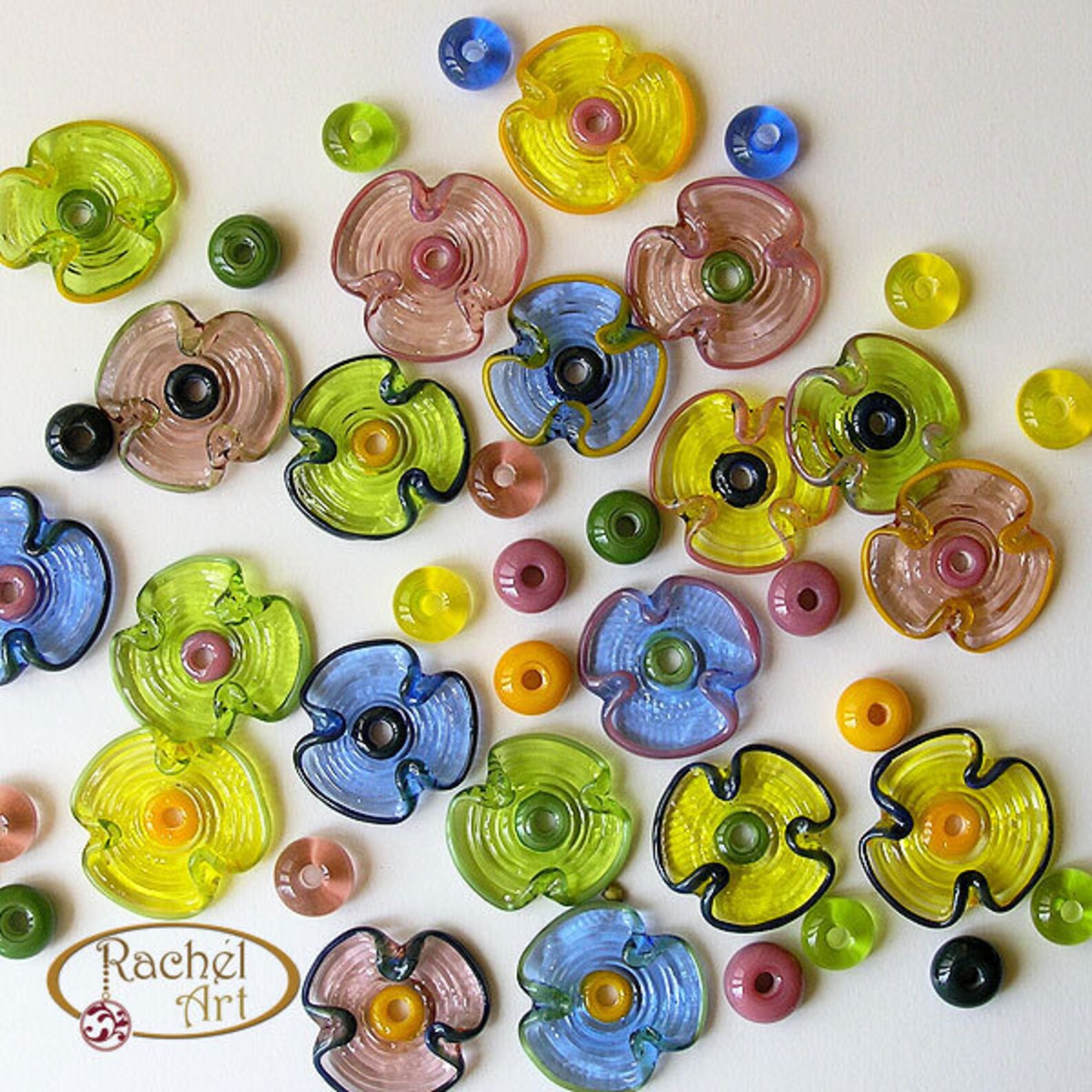 Lampwork Flower Glass Beads FREE SHIPPING Set of Handmade - Etsy