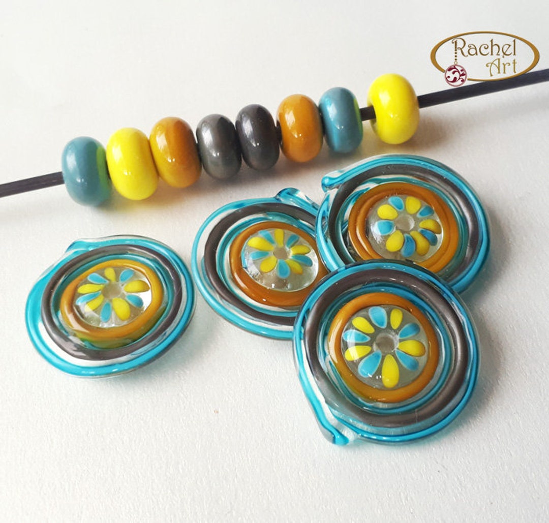 Lampwork Glass Disc Beads FREE SHIPPING Handmade Lampwork - Etsy